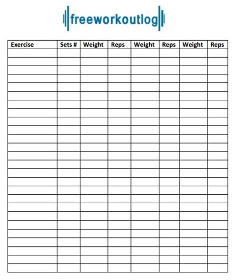 Exercise Log Template Free Log Templates