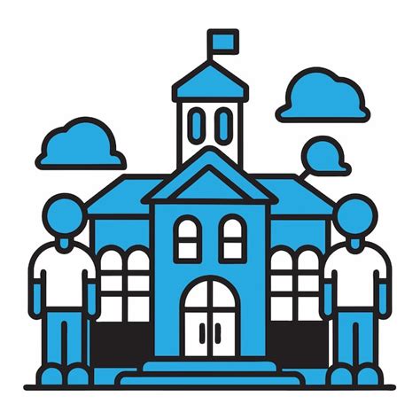 Un Edificio Azul Y Blanco Con Un Techo Azul Y Un Cielo Azul Con Nubes Vector Premium