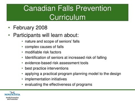 Ppt Nova Scotia Falls Prevention Initiatives Powerpoint Presentation Id 3044429