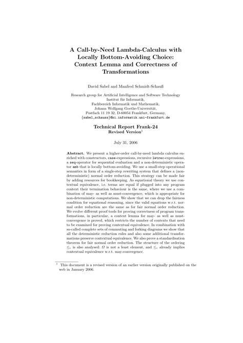 Pdf A Call By Need Lambda Calculus With Locally Bottom Avoiding