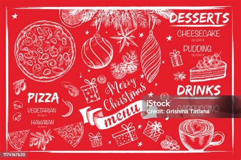 크리스마스 메뉴 디자인입니다 레스토랑 메뉴 손으로 그린 일러스트 검은색에 대한 스톡 벡터 아트 및 기타 이미지 검은색 겨울 낙서 드로잉 Istock