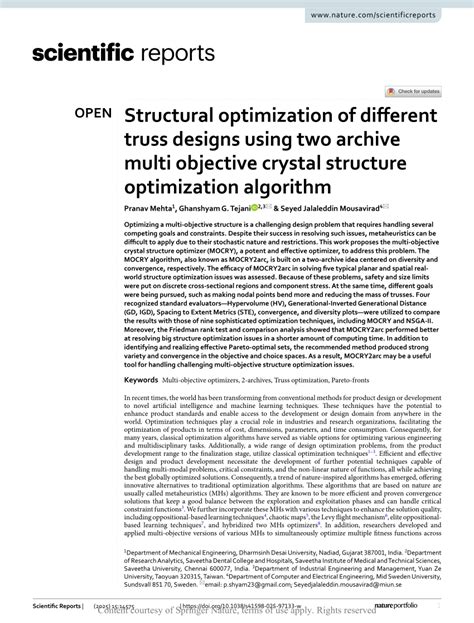 Pdf Structural Optimization Of Different Truss Designs Using Two