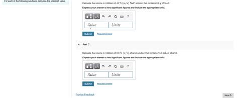 Solved Calculate The Molarity Of The Following Solutions Chegg Com