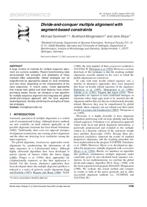 Pdf Divide And Conquer Multiple Alignment With Segment Based Constraints