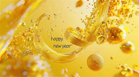 3d 미린 골드 글자 노란색 배경으로 새해 복 많이 받으세요 Png 일러스트 무료 다운로드 Lovepik