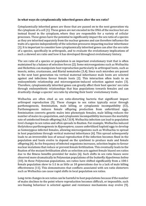 Final In What Ways Do Cytoplasmically Inherited Genes Alter The Sex
