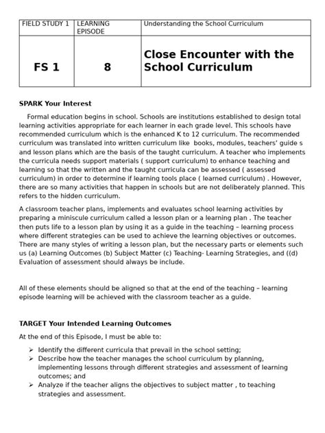 Fs 1 Ep 8 Pdf Curriculum Lesson Plan