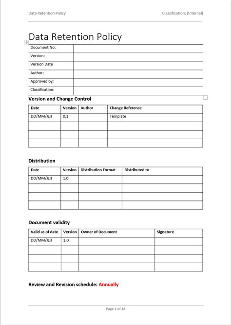 Data Retention Policy Template Sample Template Samples
