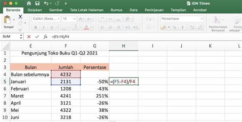 4 Cara Menghitung Persen Di Excel Dengan Contoh Soalnya