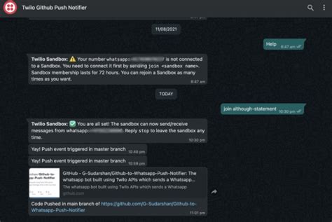 Github To Whatsapp Push Notifier Devpost