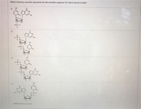 Solved Which Structure Correctly Represents The Dinucleotide