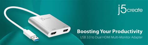 Amazon Com J5create USB To HDMI Adapter Dual HDMI USB 3 0 Multi Monitor Cable 4K 1080p