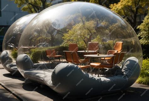 A Large Plastic Bubble With A Man Inside Premium Ai Generated Image