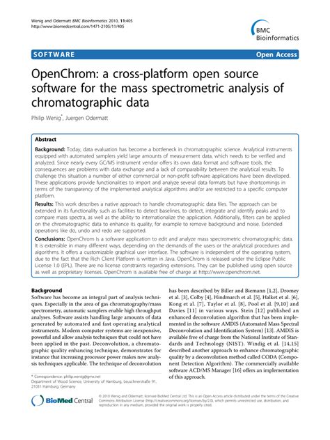 Pdf Openchrom A Cross Platform Open Source Software For The Mass