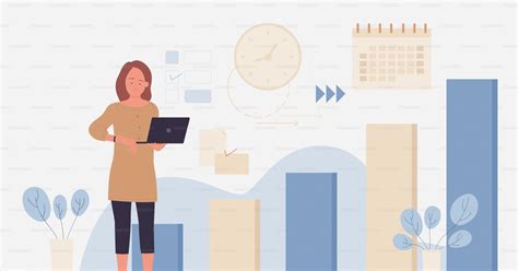 데이터 보고서 재무 계획 및 시간 관리 벡터 그림의 비즈니스 분석 만화 작은 전문 비즈니스 분석가는 노트북으로 수익 성장을 모니터링합니다 분석 서비스 개념 사진