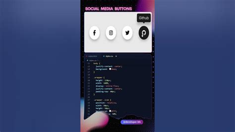 Social Media Buttons With Tooltip Using Html And Css Youtube