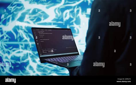 Technician Uses Laptop And Ai Neural Networks Modeled After Human Brain