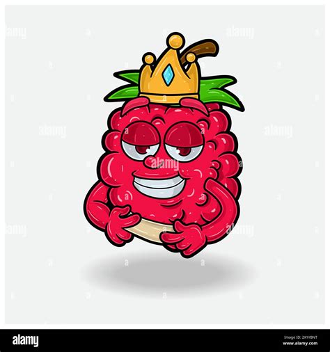 Love Struck Expression With Raspberry Fruit Crown Mascot Character Cartoon Vector Illustrations