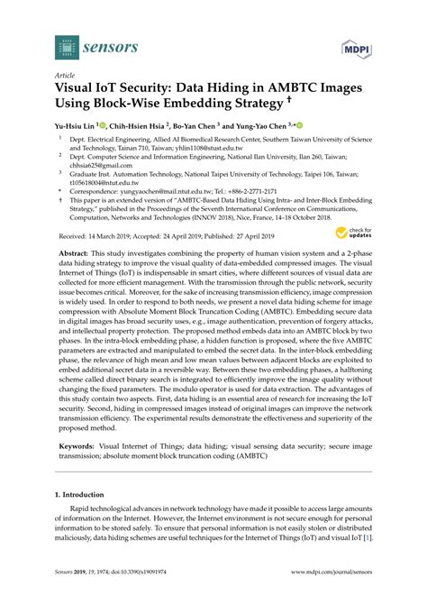 Pdf Visual Iot Security Data Hiding In Ambtc Images Using Block Wise Embedding Strategy