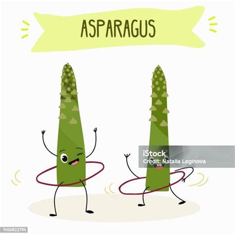 재미있는 아스파라거스 캐릭터가 있는 그림 재미 있고 건강한 음식 비타민 귀여운 얼굴 음식 재료 채식주의 벡터 만화 산화 방지제 감정에 대한 스톡 벡터 아트 및 기타 이미지