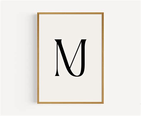 Modern Custom M Initial Print Personalized Letter Wall Art Elegant Monogram Poster T