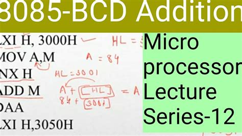 Microprocessor Lecture Series 128085 Assembly Language Programbcd Additionmalayalam Youtube