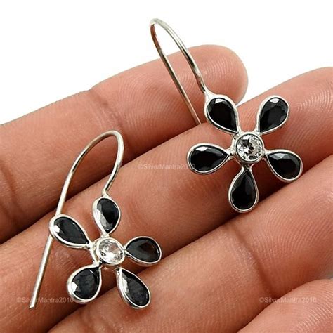 Cubic Zirconia Stone 925 Sterling Silver Hook Bezel Wife Dangle