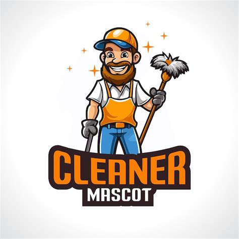 Premium Vector Cleaner Men Mascot Logo Design Cleaner Mascot Vector Illustration