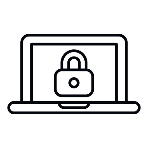Secured Laptop Icon Outline Vector Cipher Data 17326379 Vector Art At