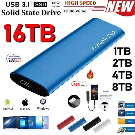 고속 휴대용 Ssd 외장 솔리드 스테이트 드라이브 Usb 31 C 타입 인터페이스 하드 드라이브 노트북 맥 휴대폰용