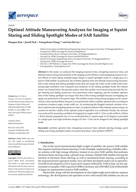 Pdf Optimal Attitude Maneuvering Analyses For Imaging At Squint Staring And Sliding Spotlight