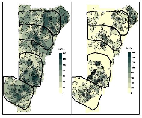Spatial Distribution Of Normalized Corn Grain Yields Darker Colors Download Scientific Diagram