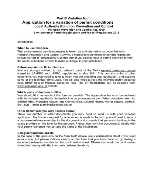 Fillable Online Application For A Variation Of Permit Conditions Fax