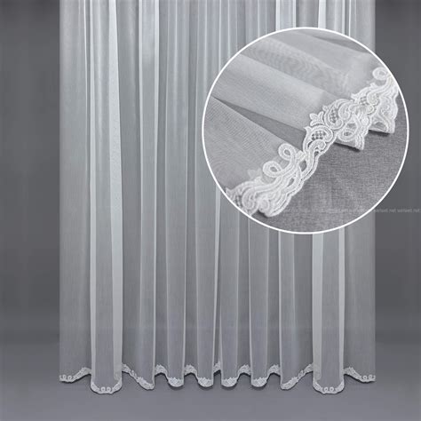 Однотонна елегантна сітка бамбук з мереживним низом у білому кольорі турецький тюль на метраж