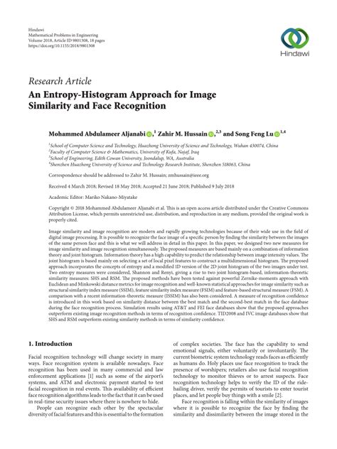 Pdf An Entropy Histogram Approach For Image Similarity And Face