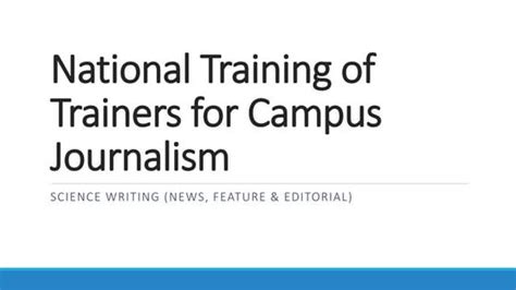 Science Journalism Workshop Pptx Science Journalism Workshop Pptx