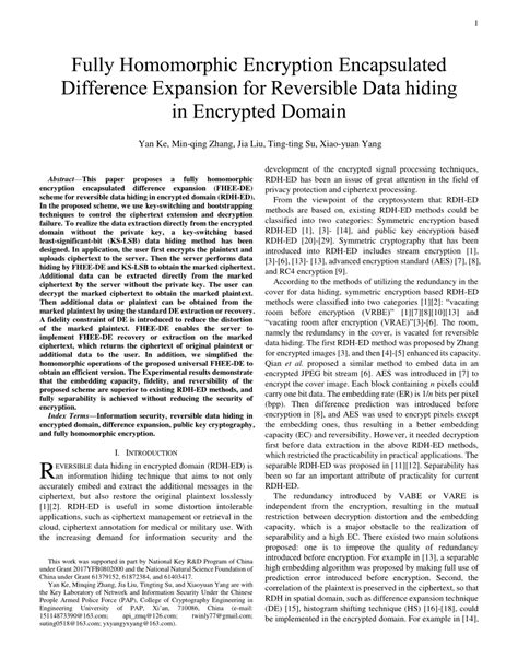 pdf fully homomorphic encryption encapsulated difference expansion