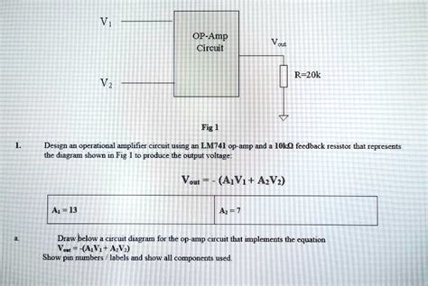 solved op amp circuit vout r 20kÎ© v2 fig 1 1 design an operational