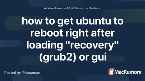 How To Get Ubuntu To Reboot Right After Loading Recovery Grub2 Or Gui Normally Ie Add Some