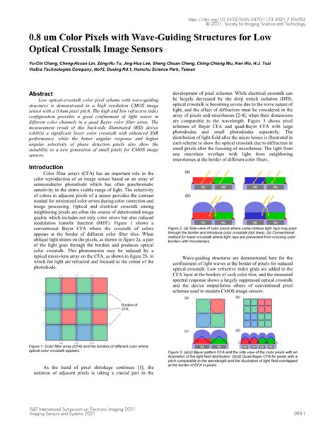 0 8 Um Color Pixels With Wave Guiding Structures For Low Optical Crosstalk Image Sensors Docslib