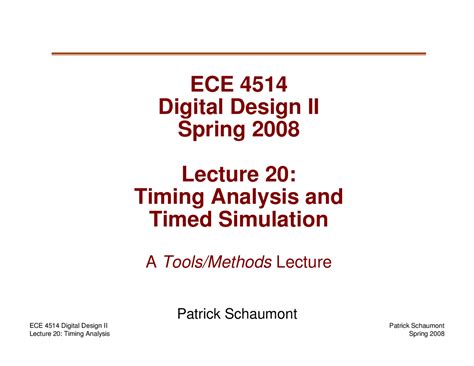 Timing Analysis And Timed Simulation Digital Design Ii Ece 4514 Docsity