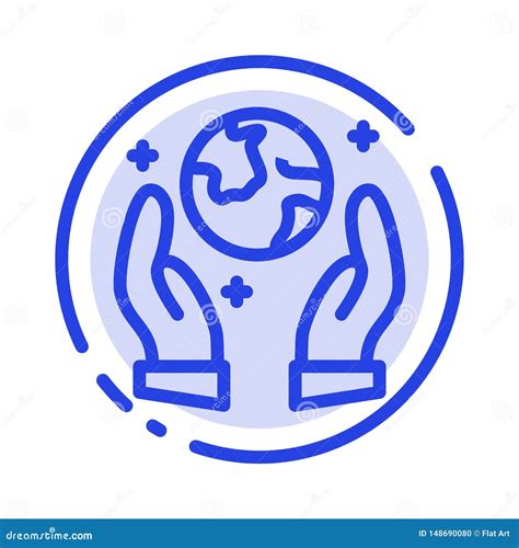 Earth Saving Eco Protection Guarder Blue Dotted Line Line Icon Stock Vector Illustration Of