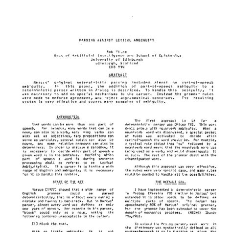 Parsing Against Lexical Ambiguity Acl Anthology