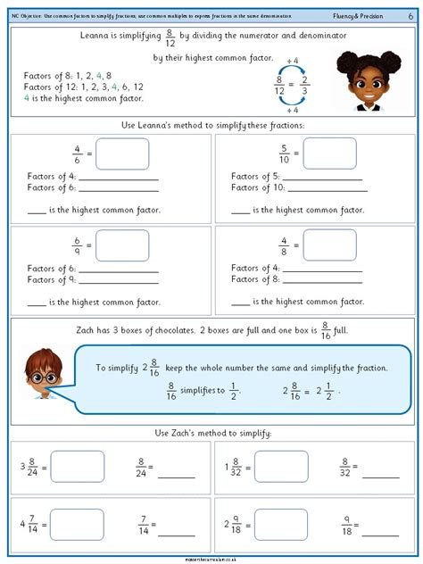 Use Common Factors To Simplify Fractions Use Common Multiples To