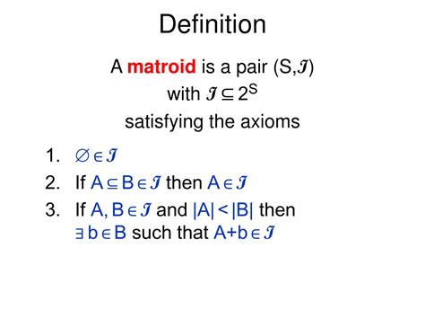Ppt Weighted Linear Matroid Intersection An Algebraic Optimization Algorithm Powerpoint
