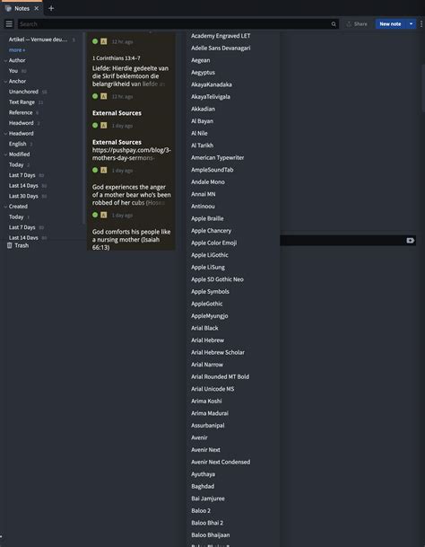 Bug Notes Font Dropdown — Logos Community