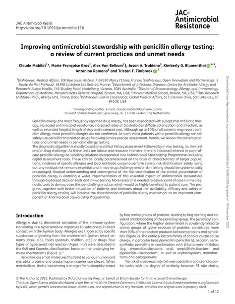 Pdf Improving Antimicrobial Stewardship With Penicillin Allergy Testing A Review Of Current