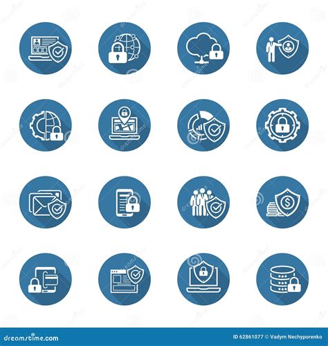Flat Design Protection And Security Icons Set Stock Vector Illustration Of Cloud Icon 62861077