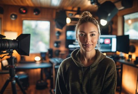 Woman In A Video Production Studio With Camera Equipment Depicts The Role Of Women In Media And