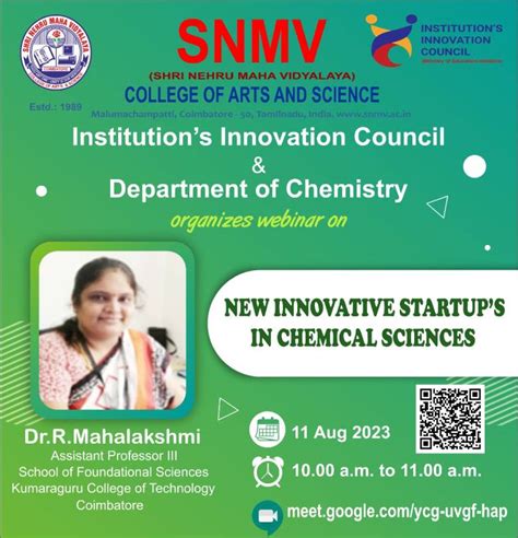 Institutions Innovation Council And Department Of Chemistry Shri Nehru Maha Vidyalaya